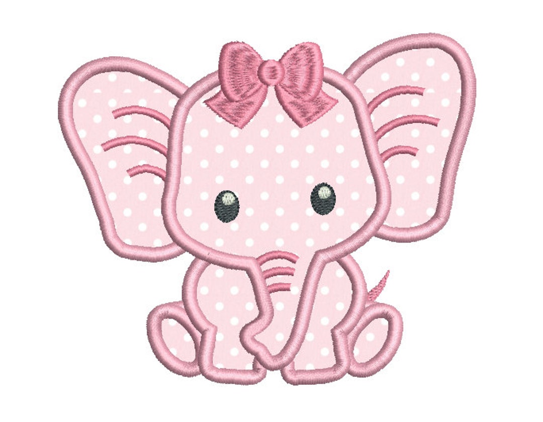 Baby Girl Elephant Machine Embroidery Applique Design, Jungle Animal ...