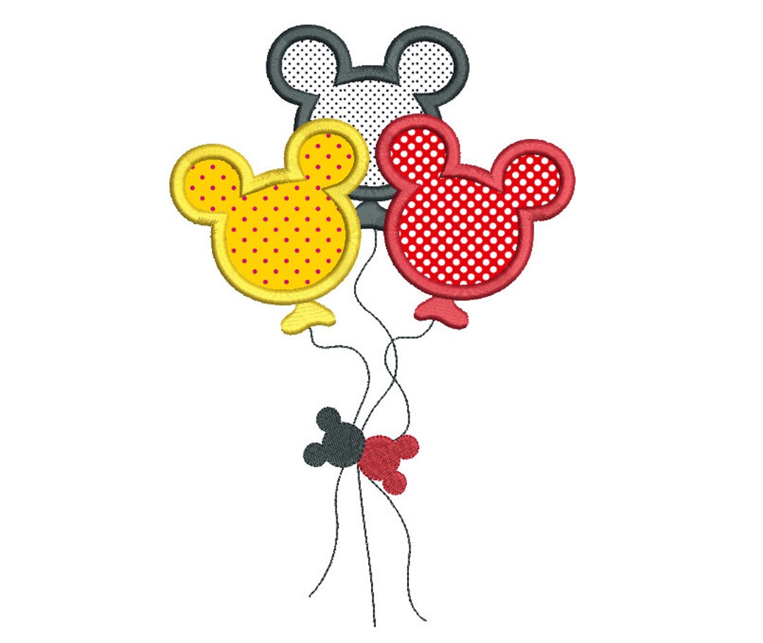 Mouse Ears Balloons Applique Machine Embroidery Design, Birthday ...