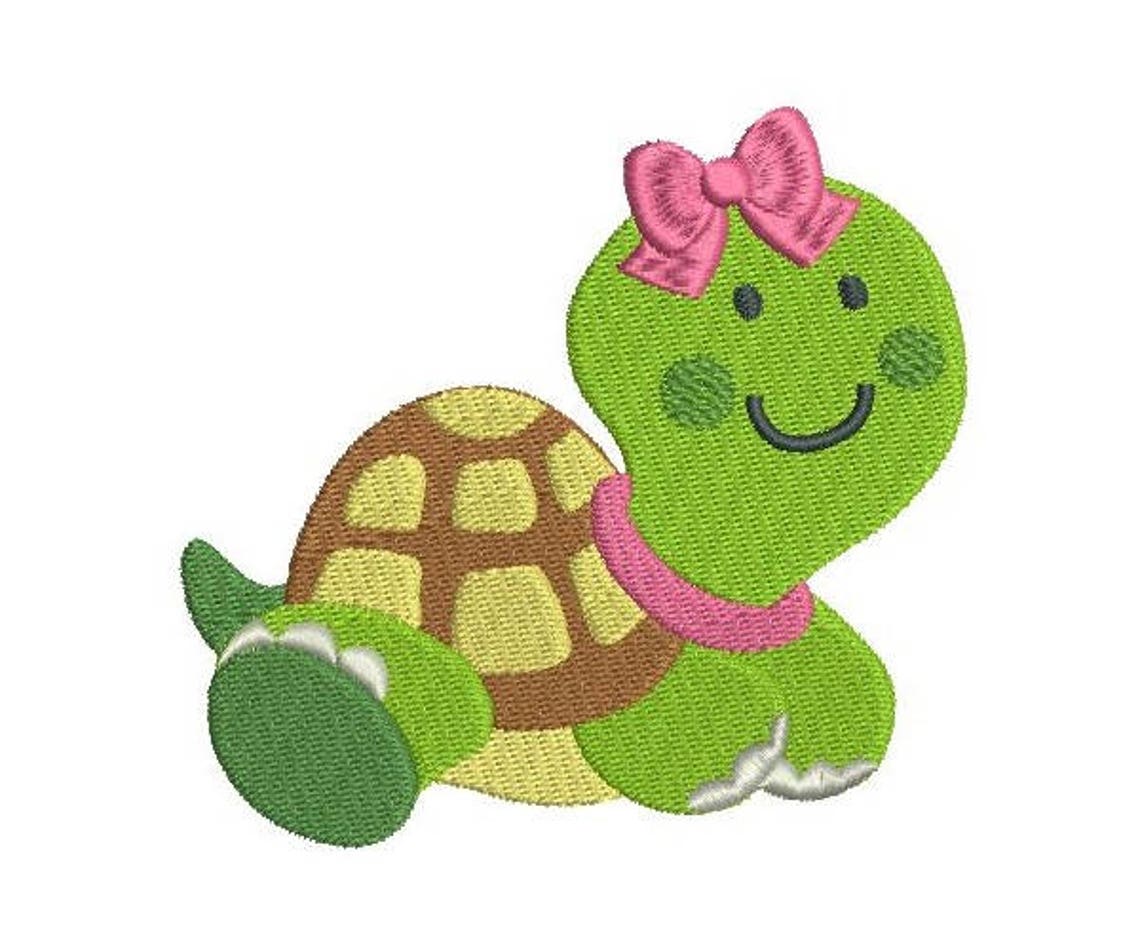 Turtle Machine Embroidery Design, Set of 2, Cute Baby Boy & Girl ...