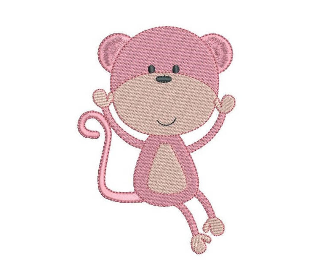 Monkey Machine Embroidery Design, Fill Stitch, Baby Monkey Machine ...