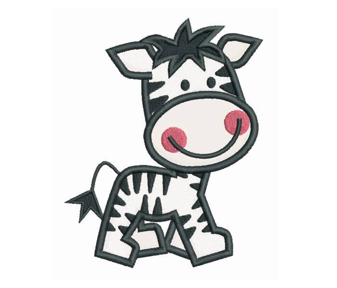 Cute Zebra Applique Machine Embroidery Design, Baby Zebra Embroidery ...