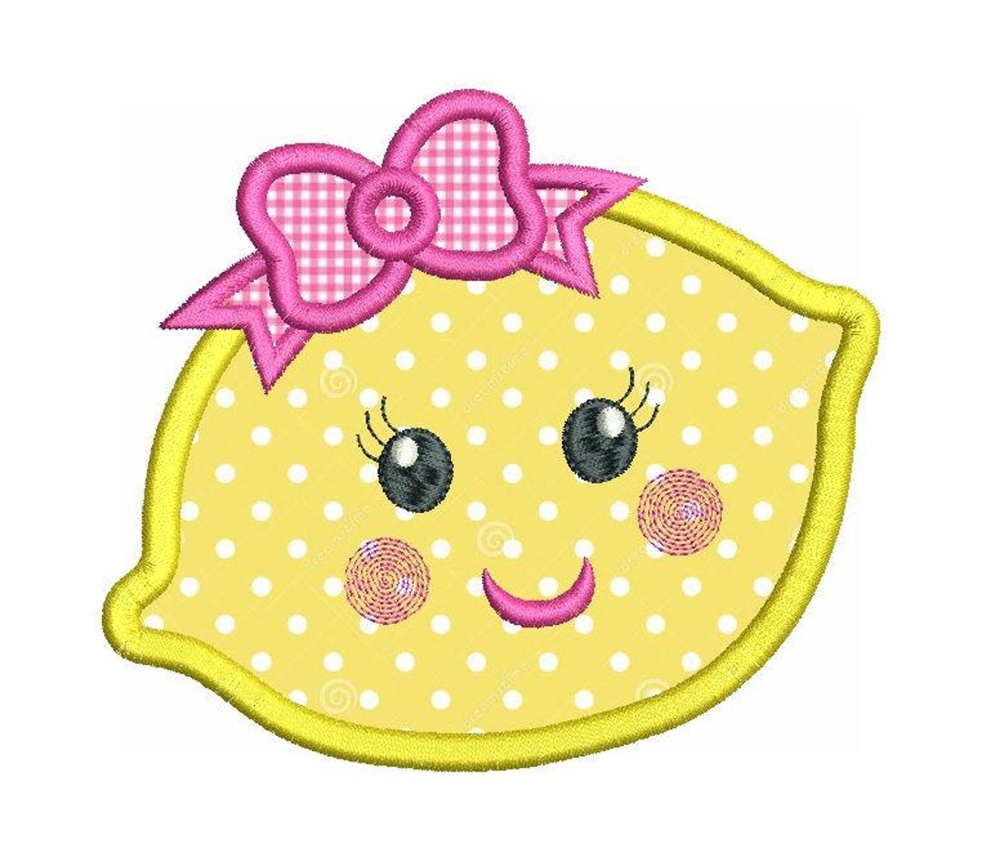 Cute Lemon Applique Machine Embroidery Design, Girly Lemon Embroidery ...
