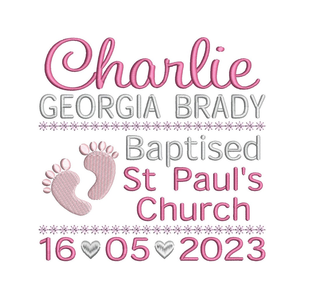 Baptism Template Embroidery Design, Christening Embroidery, Baby ...
