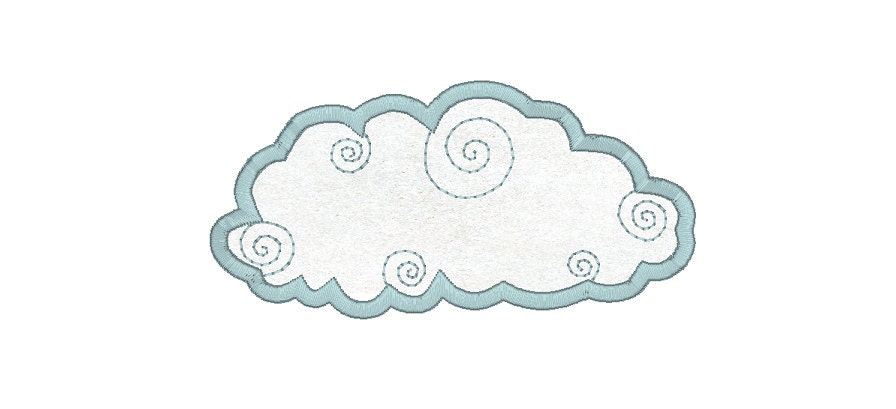 Cloud Applique Machine Embroidery Design Storm Cloud Weather | Etsy