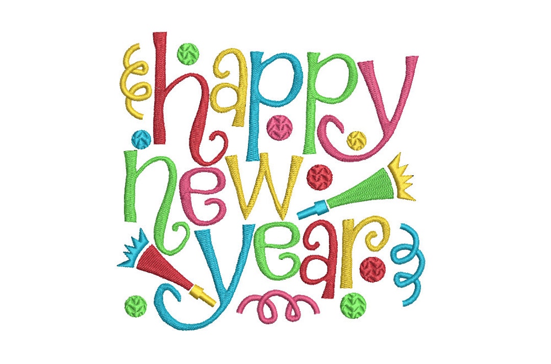 New Year Machine Embroidery Design, Happy New Year, Fill Stitch, 2018 ...