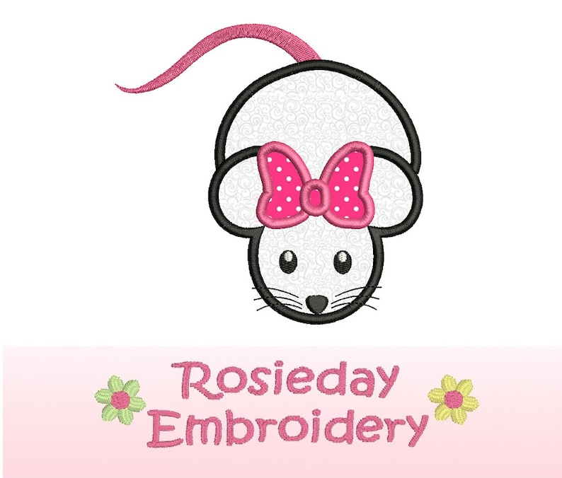 Cute Mouse Applique Machine Embroidery Design Girl Mouse With - Etsy