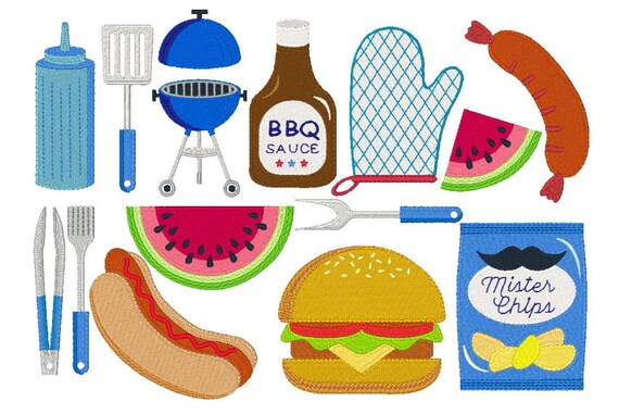 Motifs de broderie Machine barbecue ensemble de 14 barbecue - Etsy France