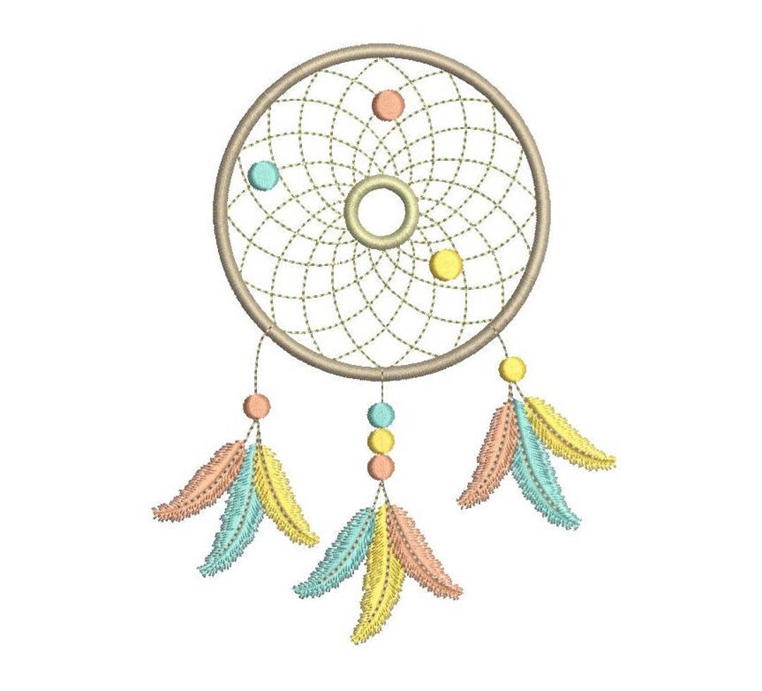 Dream Catcher Machine Embroidery Design, Feathers, Beads Design, Fill ...