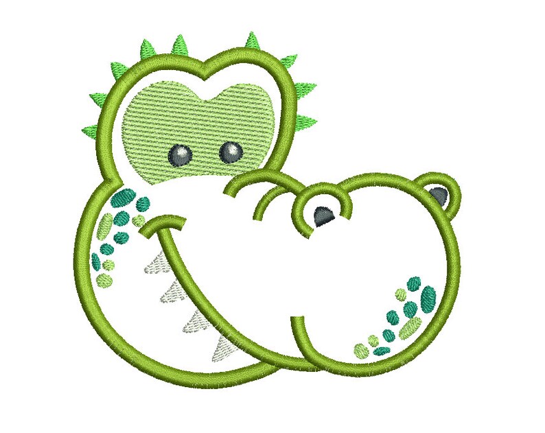 Alligator Applique Machine Embroidery Design, Instant Download ...
