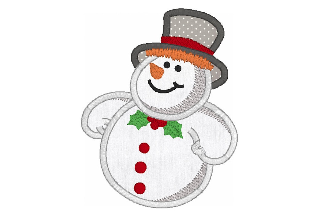 Snowman Embroidery Applique Design, Christmas Snowman, Snowman Applique ...