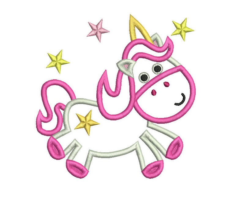Cute Unicorn Machine Embroidery Applique Design Girly Unicorn - Etsy