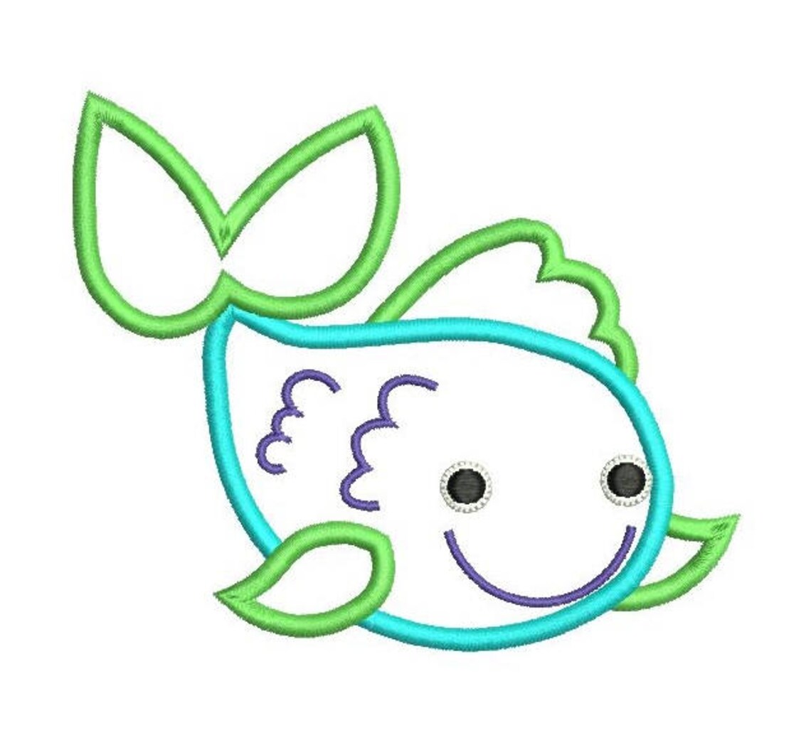 Cute Fish Machine Embroidery Applique Design Sea Life - Etsy