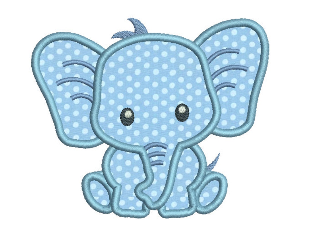 Baby Elephant Applique Machine Embroidery Design, Cute Elephant Machine ...