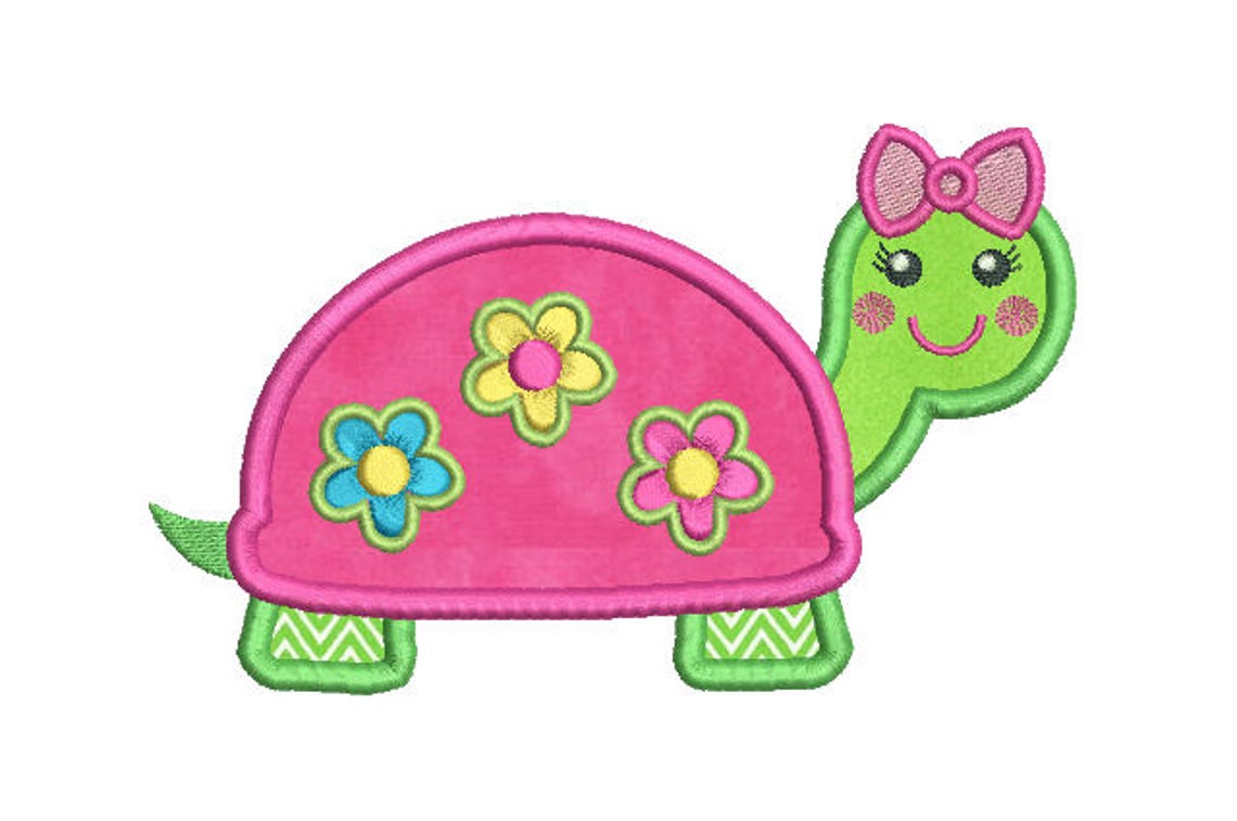 Cute Turtle Applique Machine Embroidery Design, Baby Turtle Embroidery ...