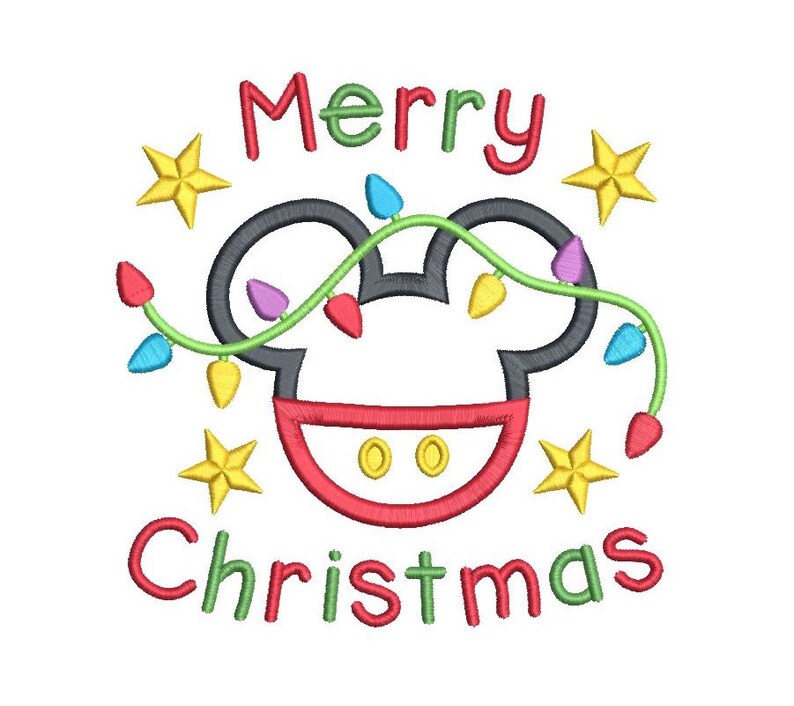 Christmas Embroidery Applique Design, Christmas Mouse, Mouse Ears, Xmas ...