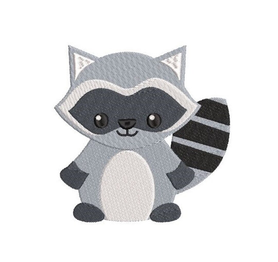 Mini Raccoon Machine Embroidery Design, Fill Stitch Raccoon, Cute Baby ...