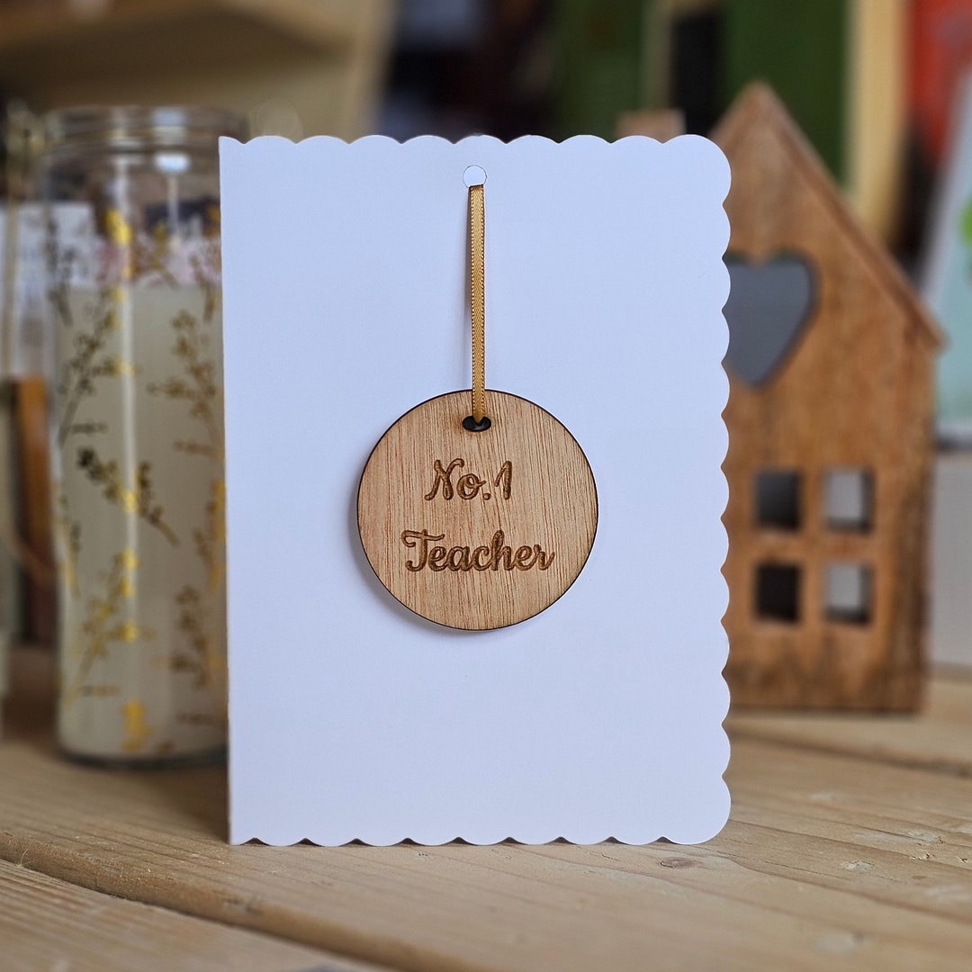 No.1 Teacher Wooden Medal and Card - Handmade Cards, Keepsake Gifts ...