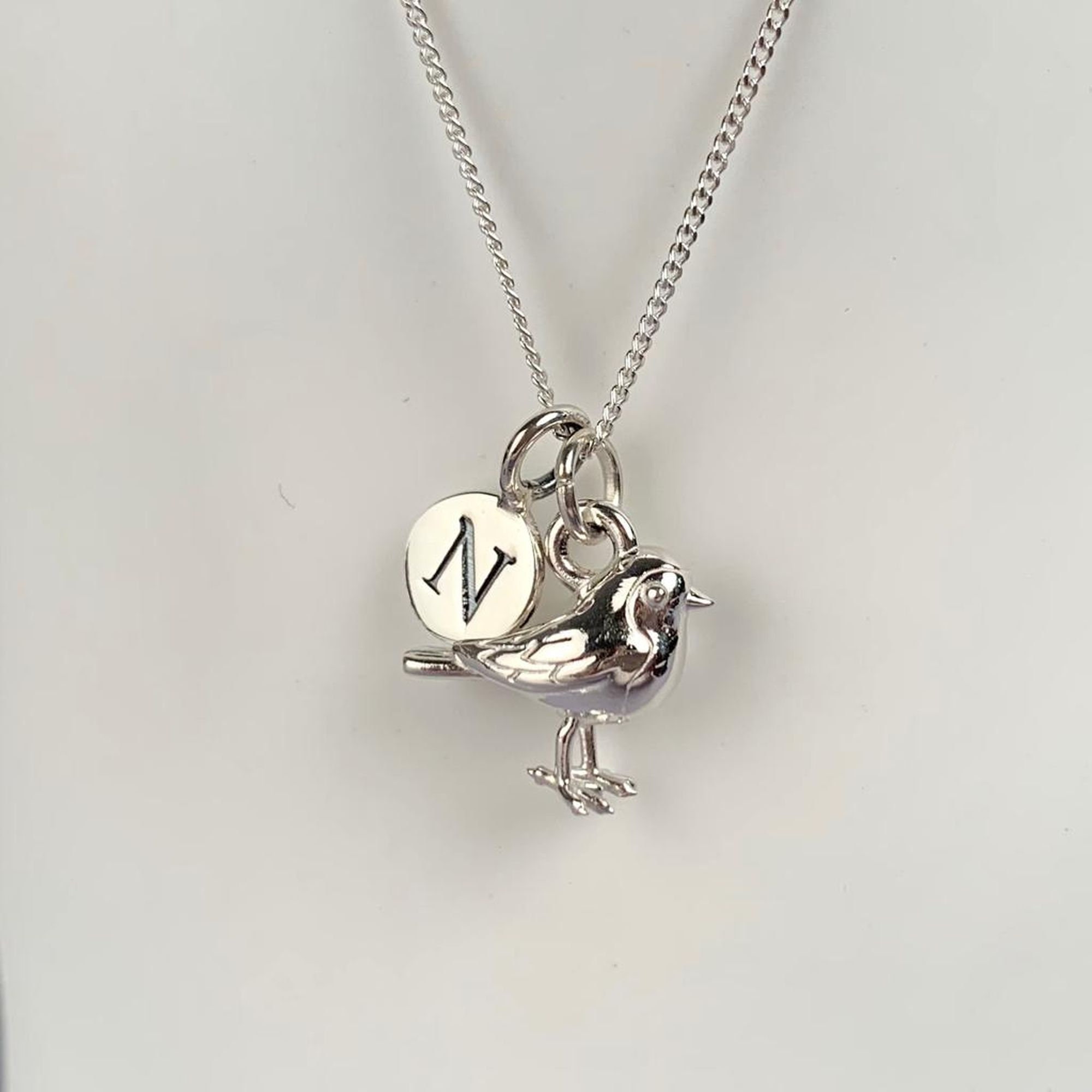 Personalised Robin Necklace in Solid Silver - Etsy UK
