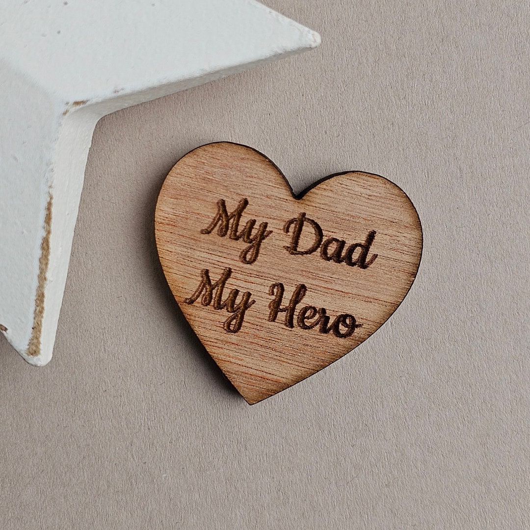 My Dad, My Hero Heart Pocket Token - Etsy