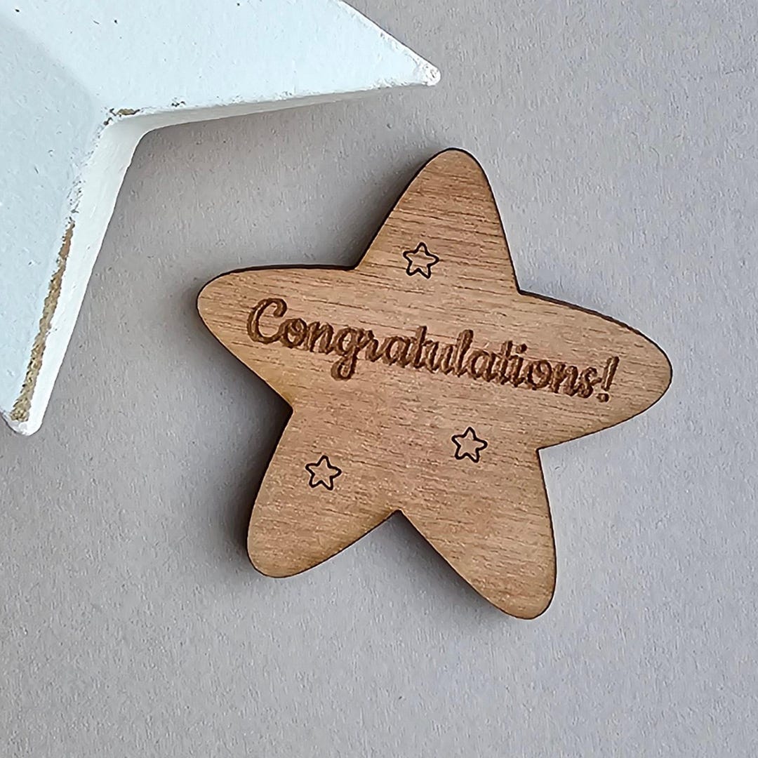 Congratulations! Wooden Star Pocket Token - Etsy