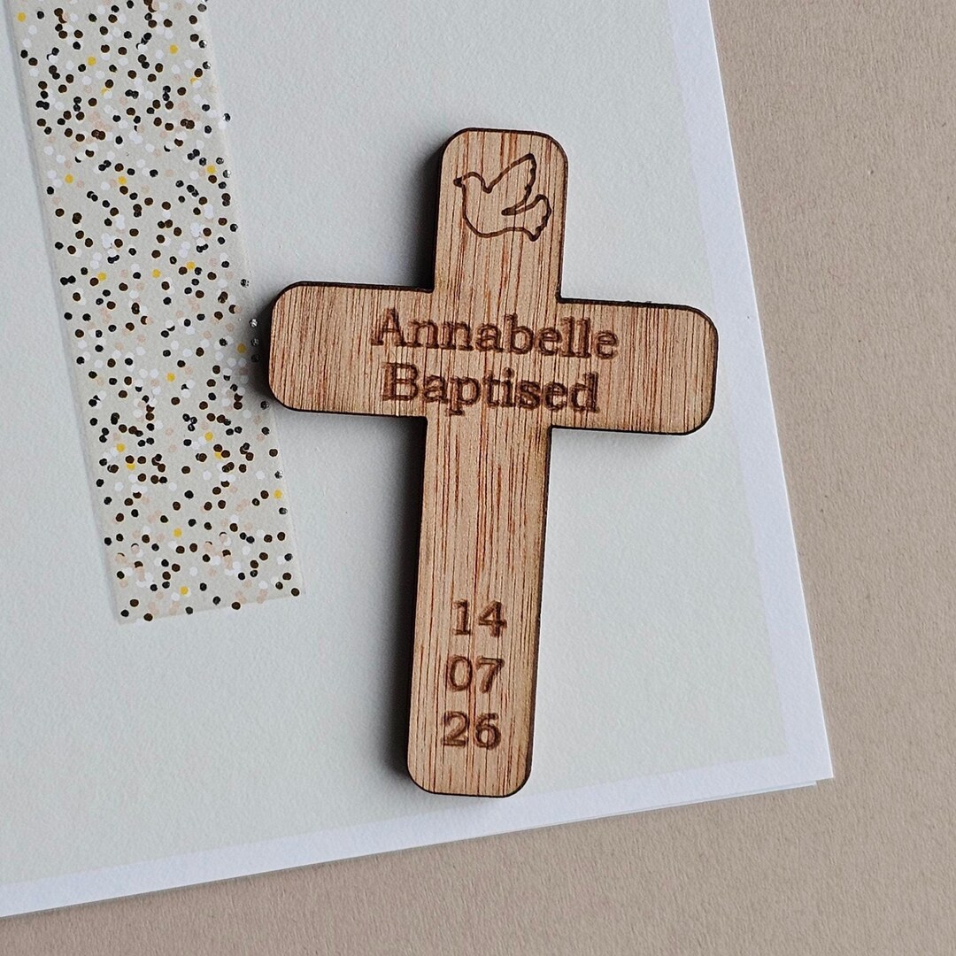 Personalised Wooden Baptism Cross Pocket Token - Etsy