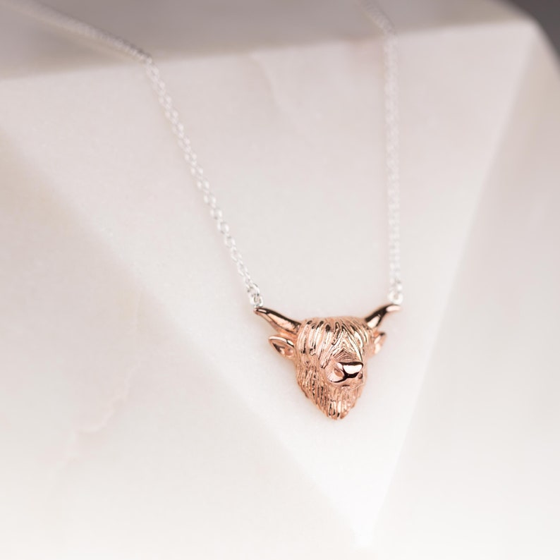 Highland Cow Necklace in Sterling Silver or Rose Gold - Etsy