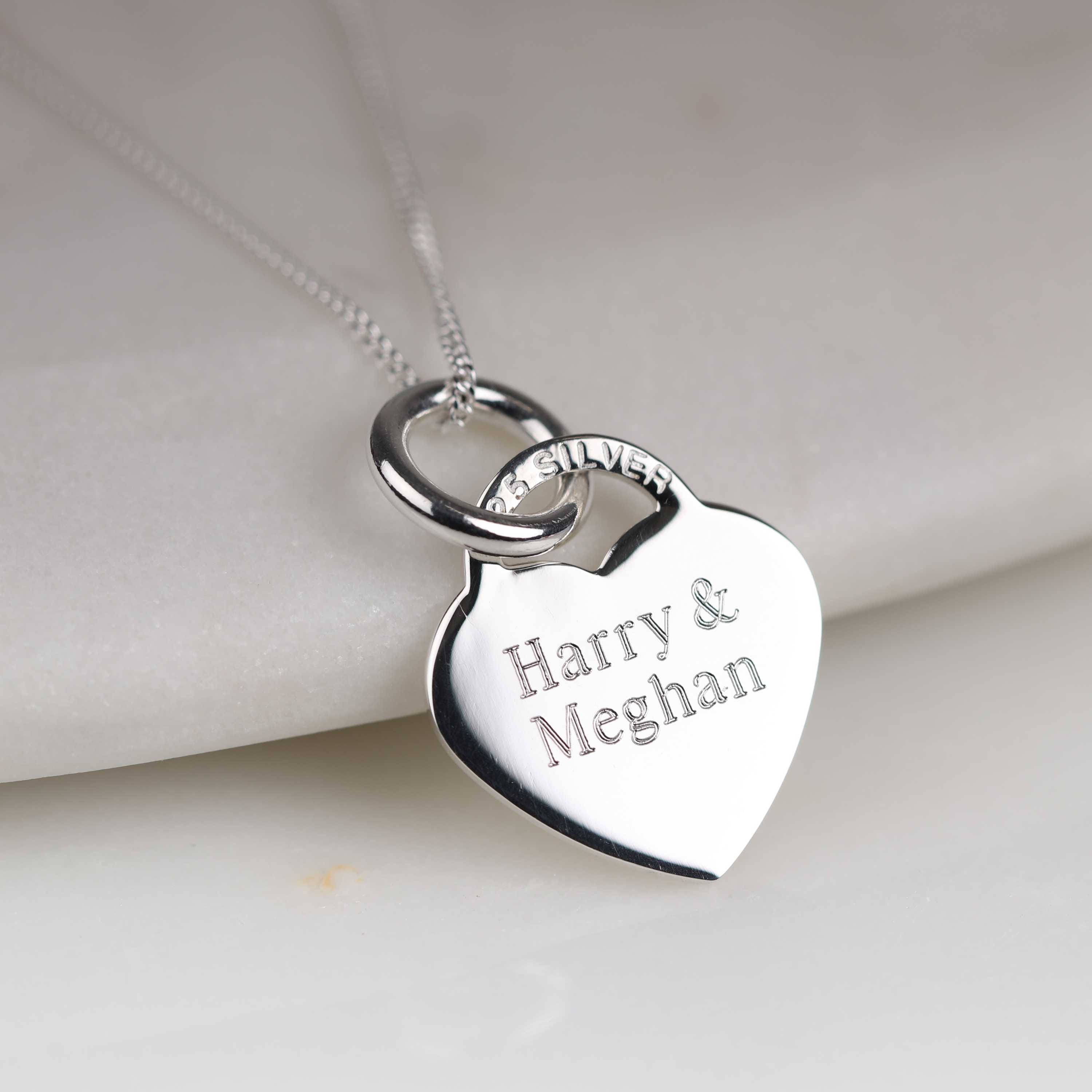 Personalised Engraved Solid Silver Heart Necklace | Etsy