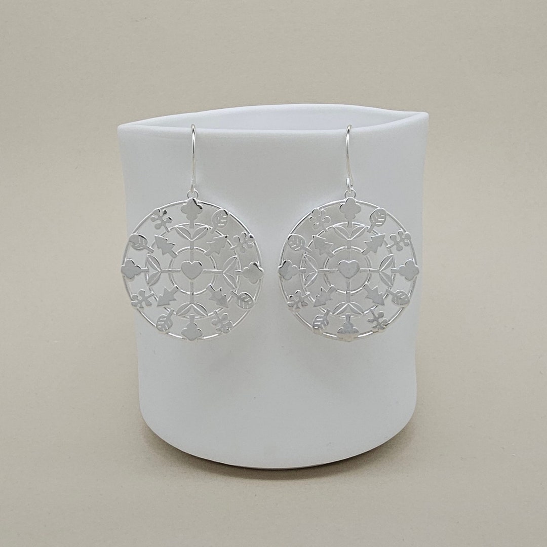 Trees & Leaves Sterling Silver Circle Hook Earrings - Etsy