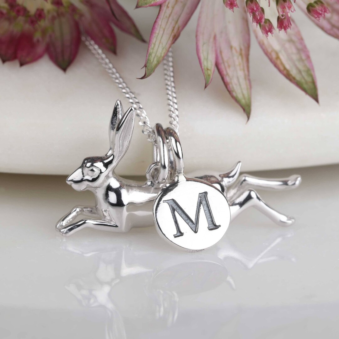 Buy Sterling Silver Leaping Hare Charm Personalised Necklace Online in ...