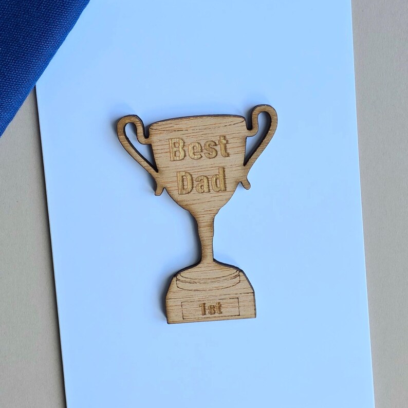 Best Dad Wooden Trophy Token and Card - Father's Day Cards, Handmade ...