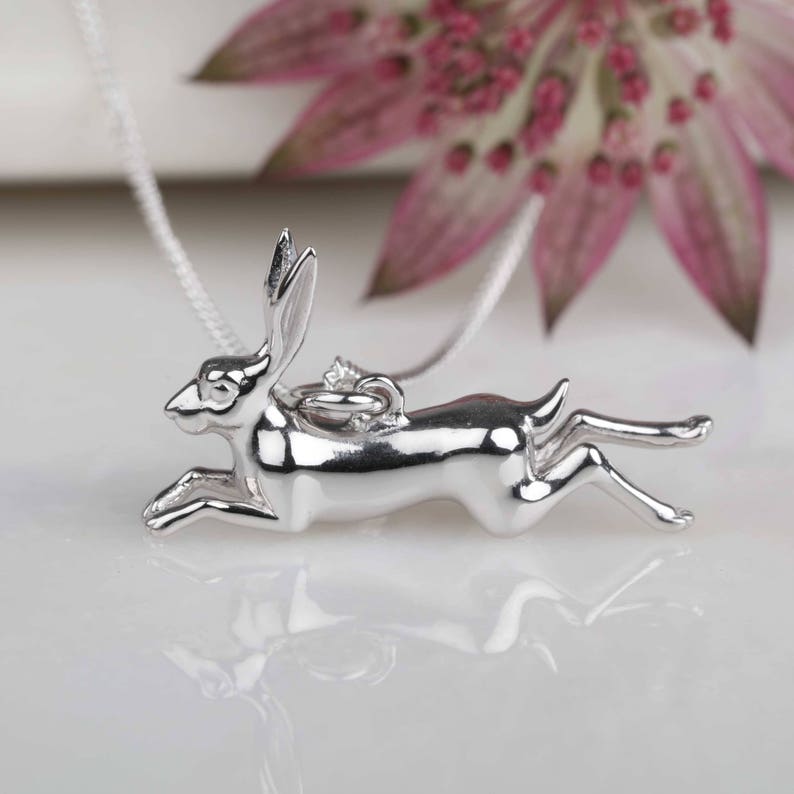 Buy Sterling Silver Leaping Hare Charm Personalised Necklace Online in ...