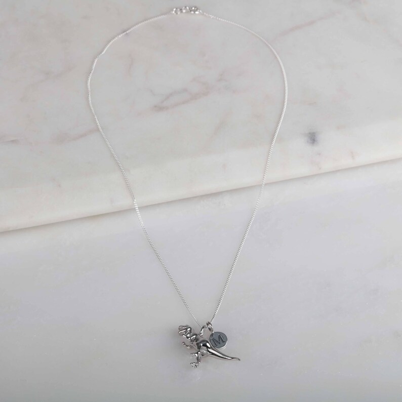 Solid Silver T Rex Charm Personalised Necklace - Etsy UK