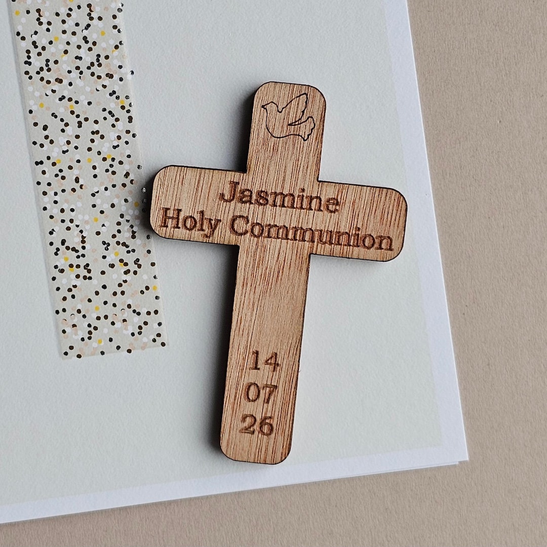 Personalised Wooden Holy Communion Cross Pocket Token - Etsy