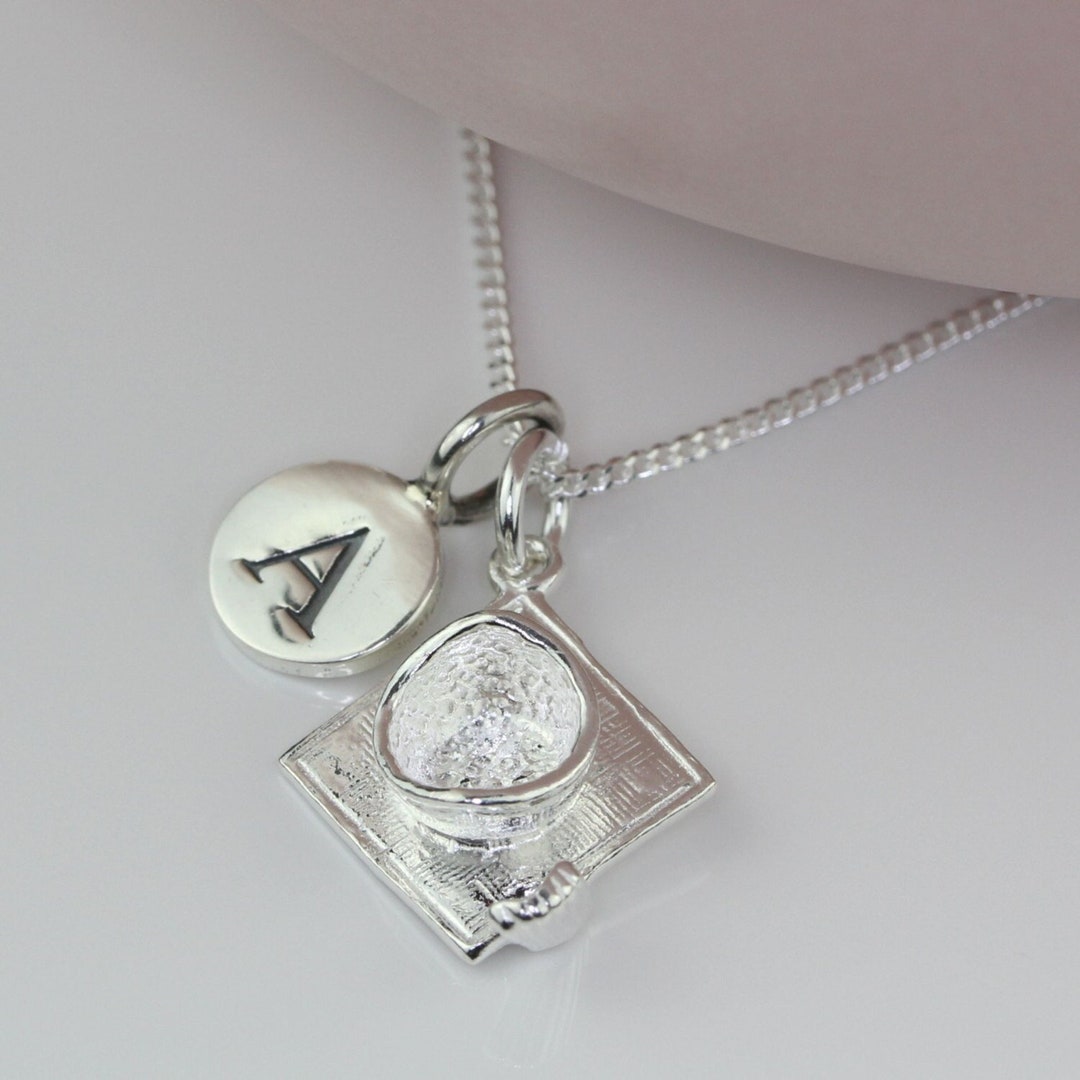 Solid Silver Graduation Charm Personalised Necklace - Etsy