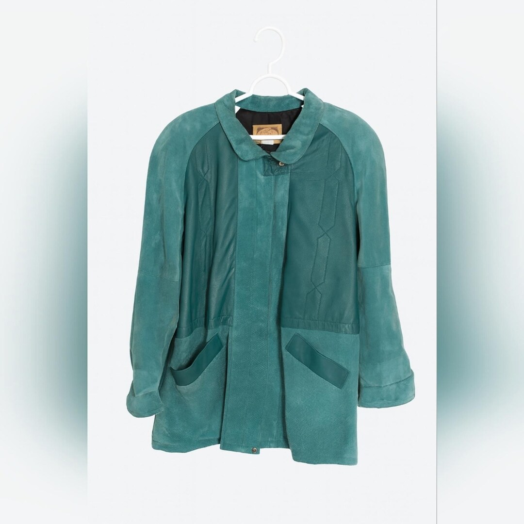 Vintage Teal Suede & Leather Jacket – the Olde Hide House - Etsy