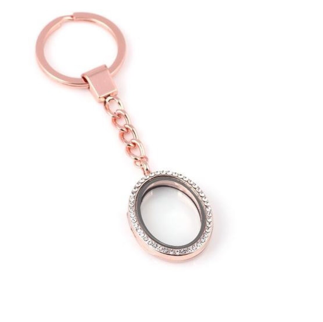 Floating Charm Rose Gold Keychain Locket Stainless Steel Ships USA - Etsy