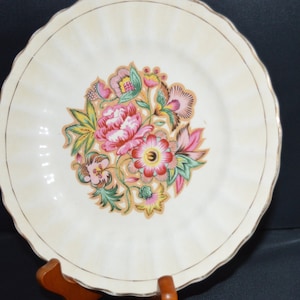 Wade Plates / England / Cretonne / Pink Floral Pattern / Gold Trim / 7 ...