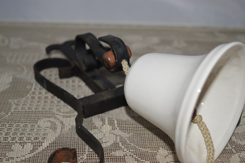 Cast Iron Outdoor Bell / Black / Iron Frame / White Iron Bell | Etsy