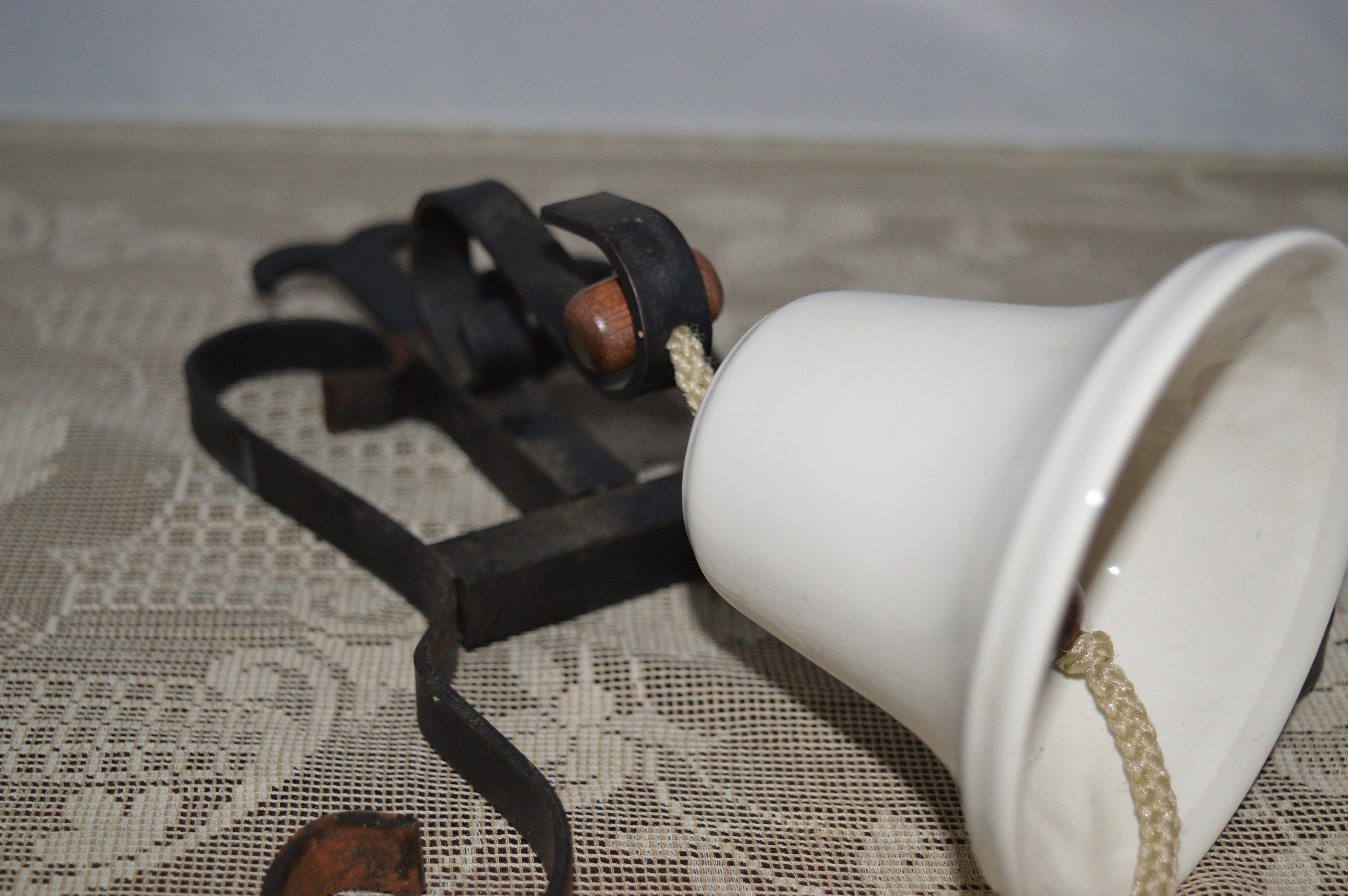 Cast Iron Outdoor Bell / Black / Iron Frame / White Iron Bell | Etsy