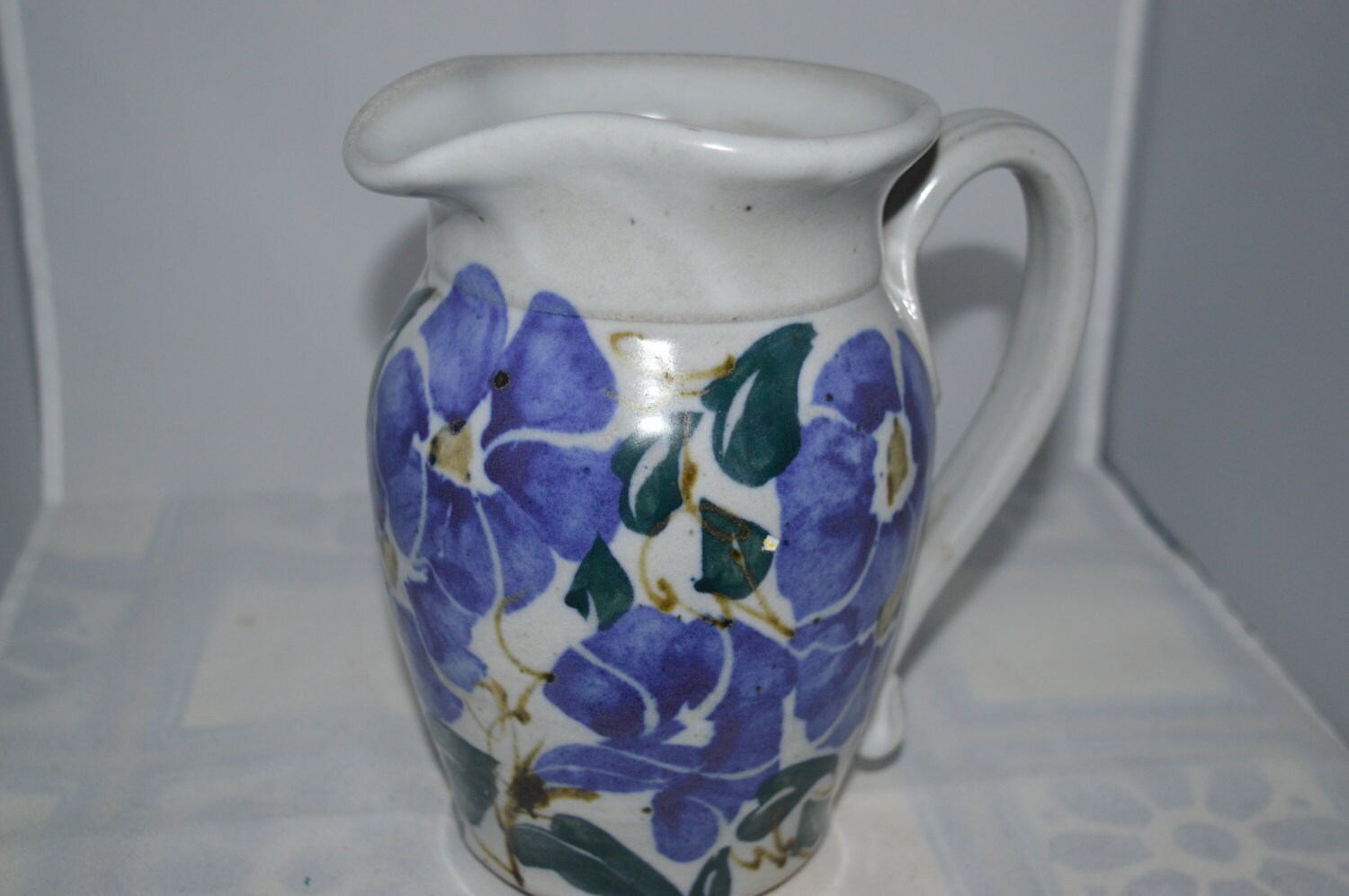 Handmade / Pottery Pitcher / Blue Flowers / Pottery / Pitcher | Etsy