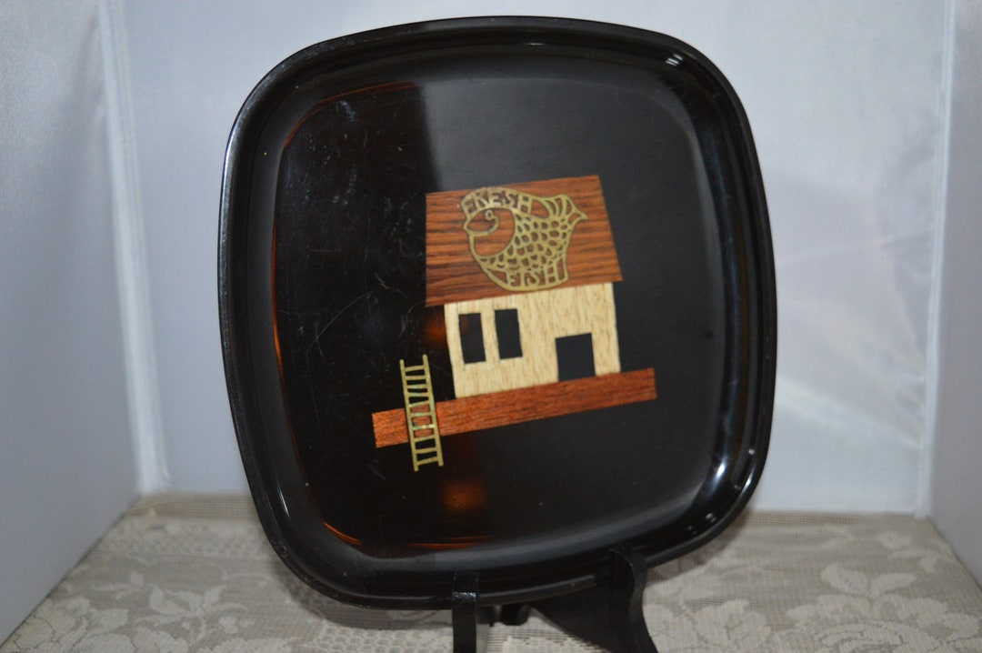 Couroc Black Tray / Fishing Dock / Gold Fish / Fish / Roof / Couroc ...