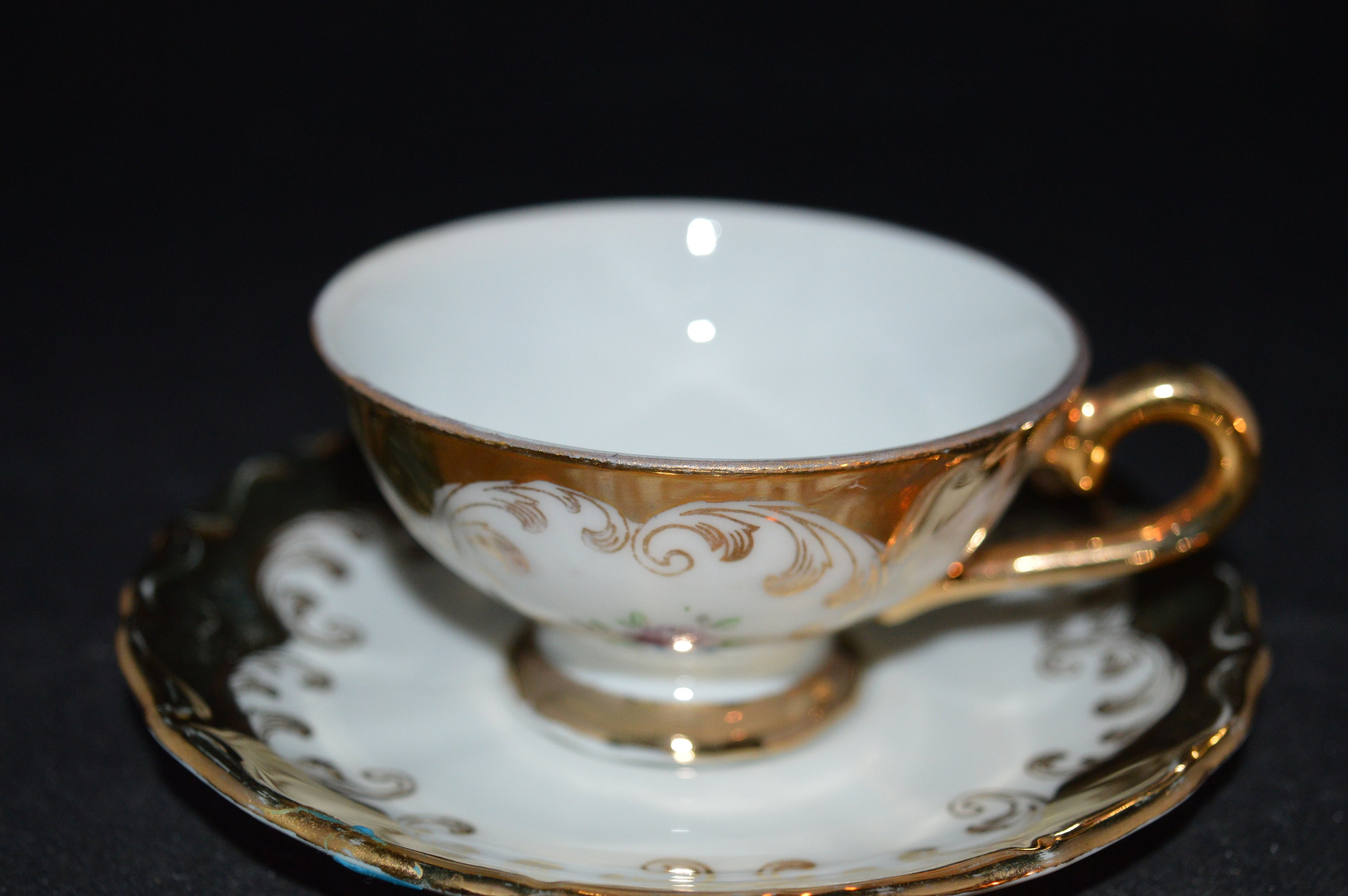 Bavaria / Tea Cup / Saucer / Gold / Pink Flowers / Made in - Etsy