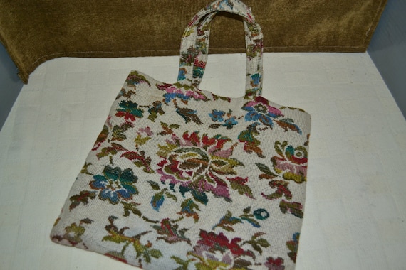 Handmade / tapestry tote bag / Tan background / red /… - Gem