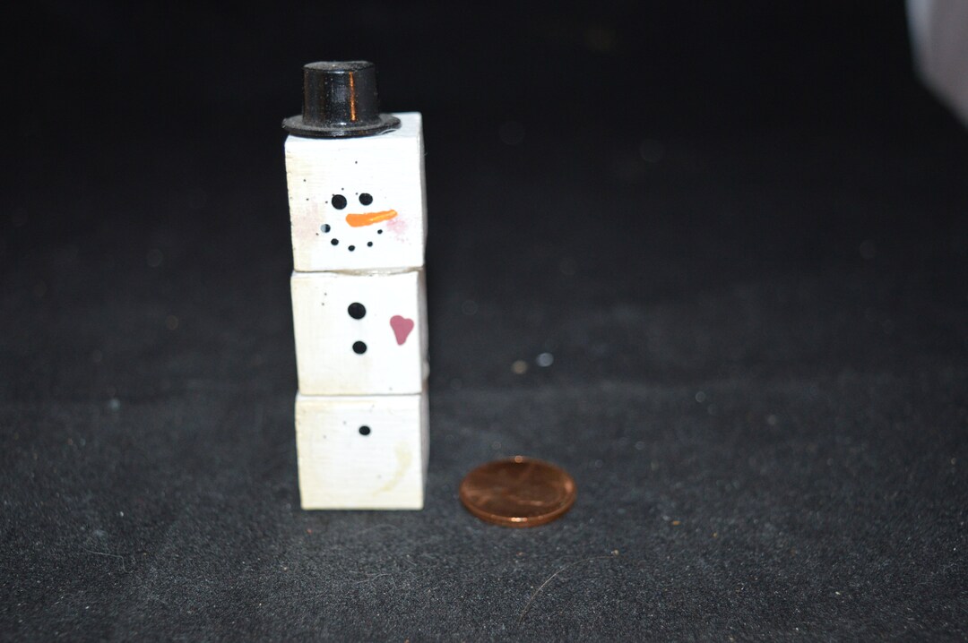 Mini Block Snowman / Three Mini Blocks / Snowman / 2.75" X .75 ...