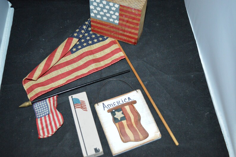 Amercana Décor / Set / American Flag / Painted on Wood / Flag on Wood ...