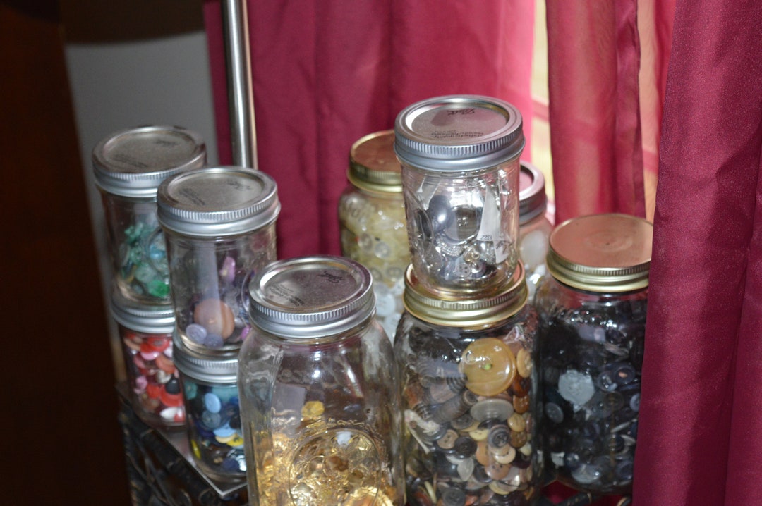 Mason Jar / Full of Buttons / Colors / Black / Brown / White / Red ...