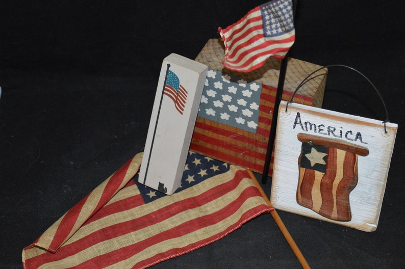 Amercana Décor / Set / American Flag / Painted on Wood / Flag on Wood ...