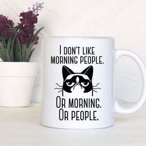 I Don't Like Morning People, Grumpy Cat, Morning People Gift, Funny Mug ...