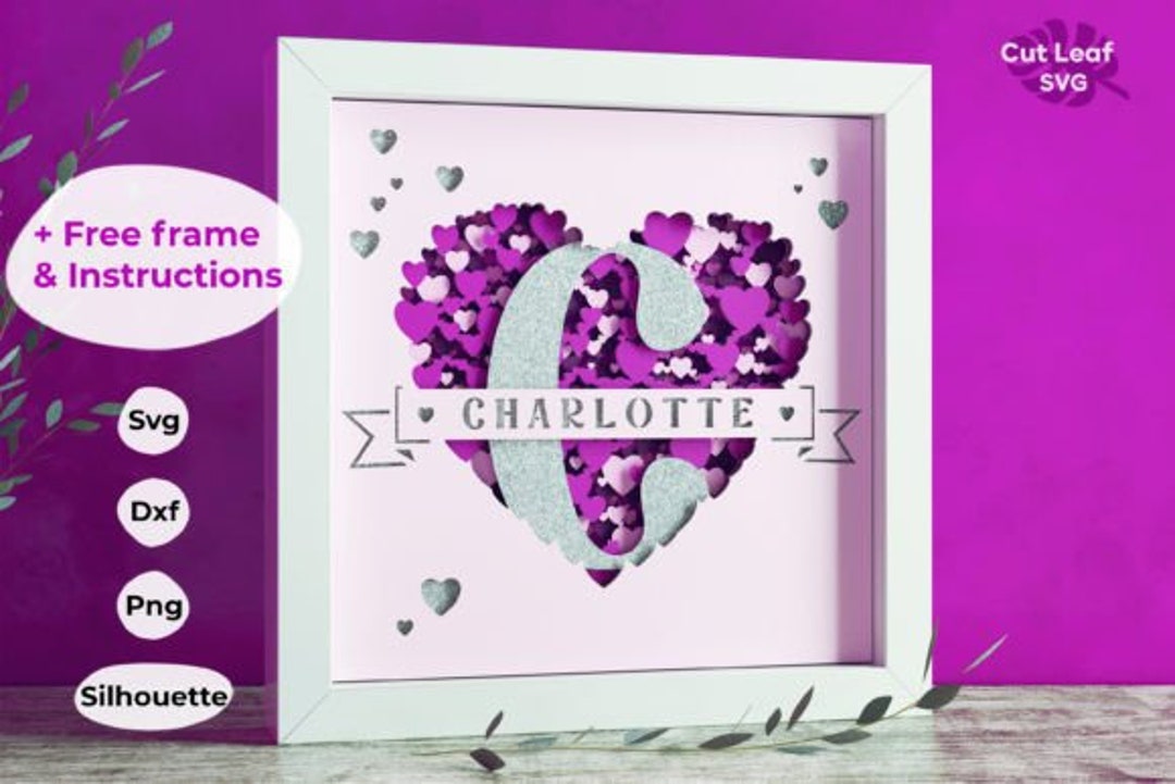 Heart Split Monogram 3d Shadow Box SVG, Heart Valentine Graphic ...