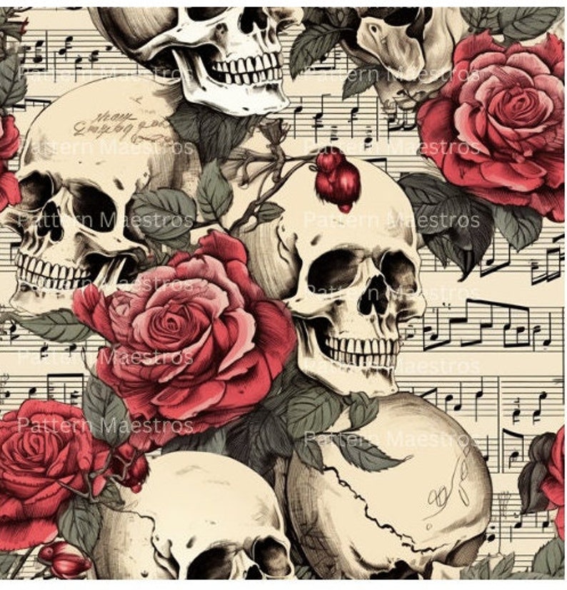 Skulls Roses Sheet Music 5 - Etsy